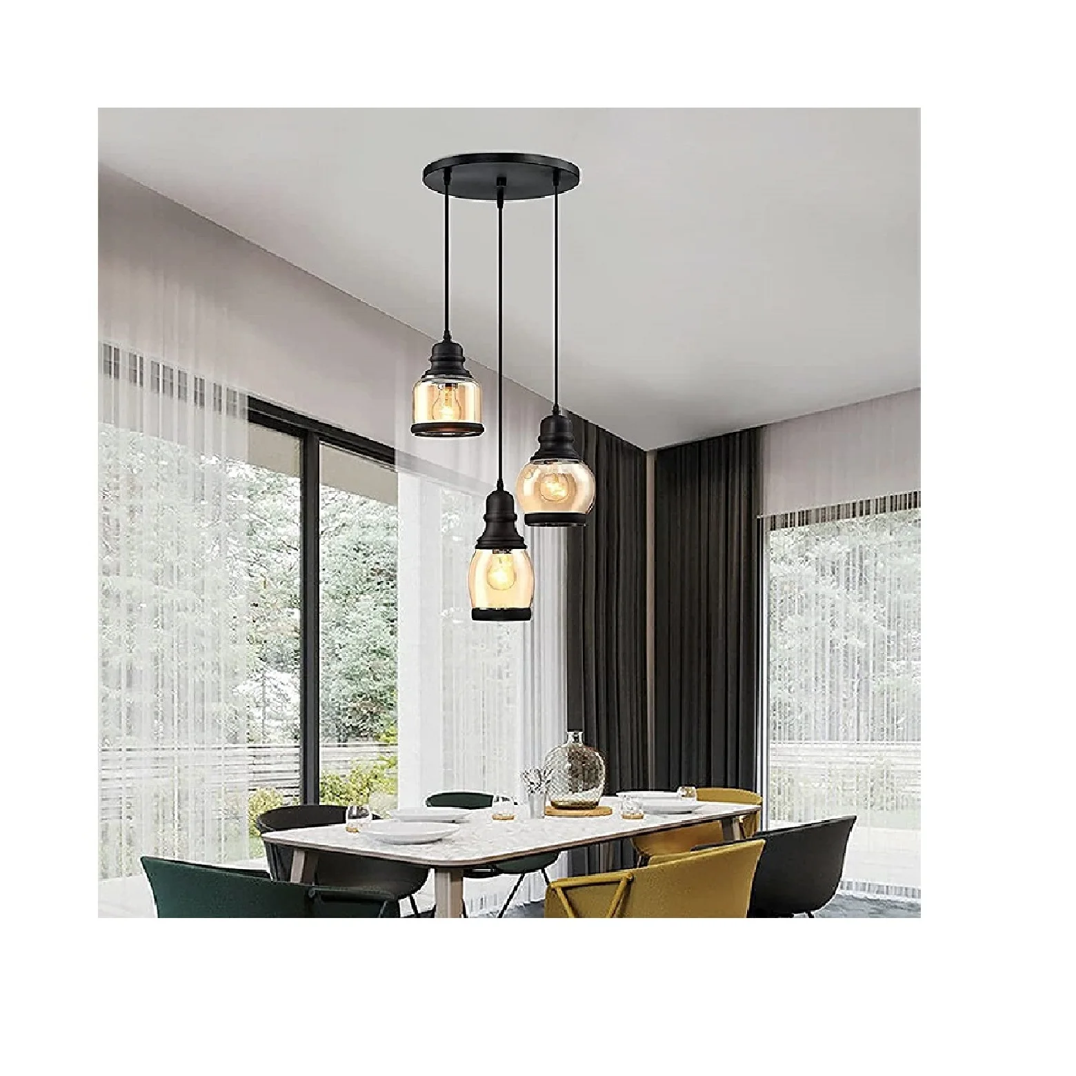 2024 Industrial Quality Black Shiny Finished Pendant Lamp Farmouse ...