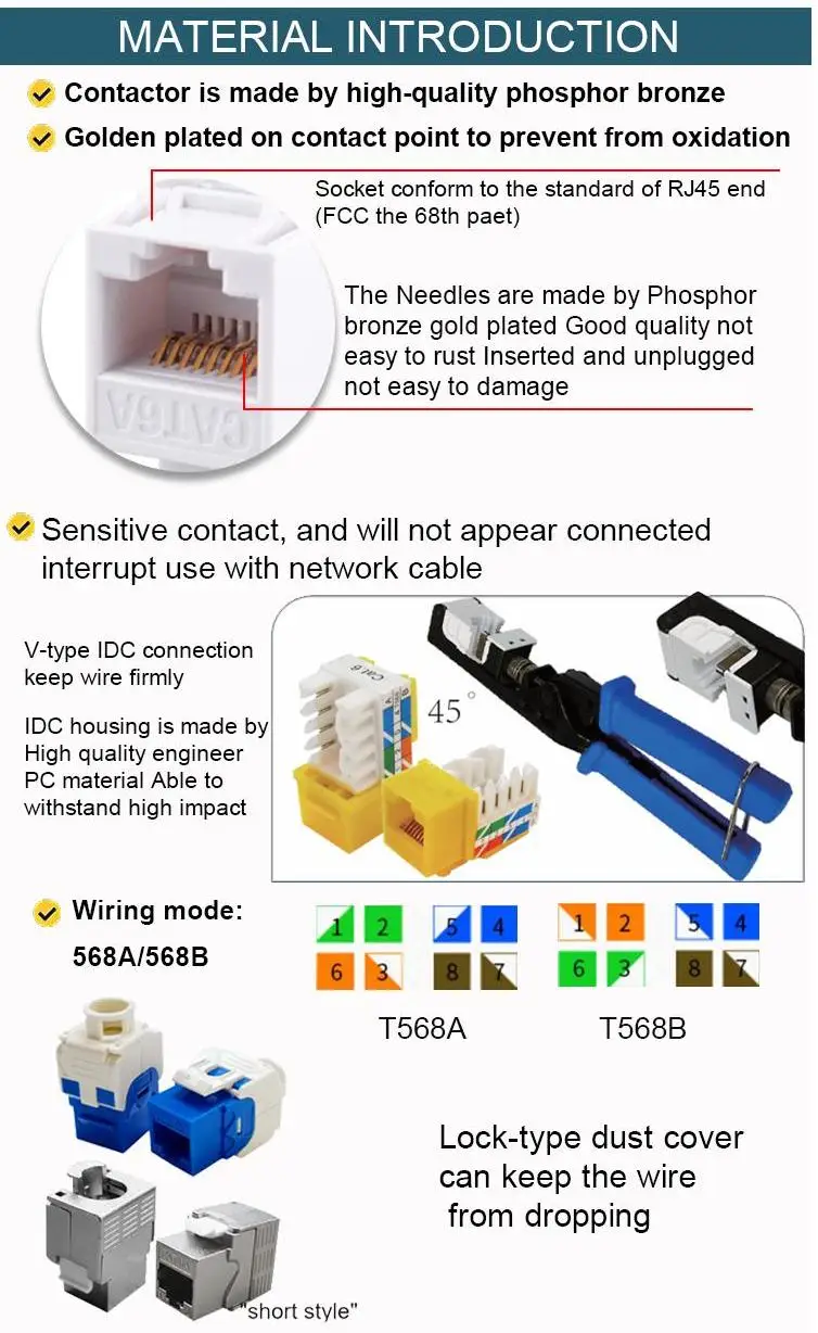 Gcabling 10gbps Rj45 Coupler Modular Conector Jack Keystone Categoria ...