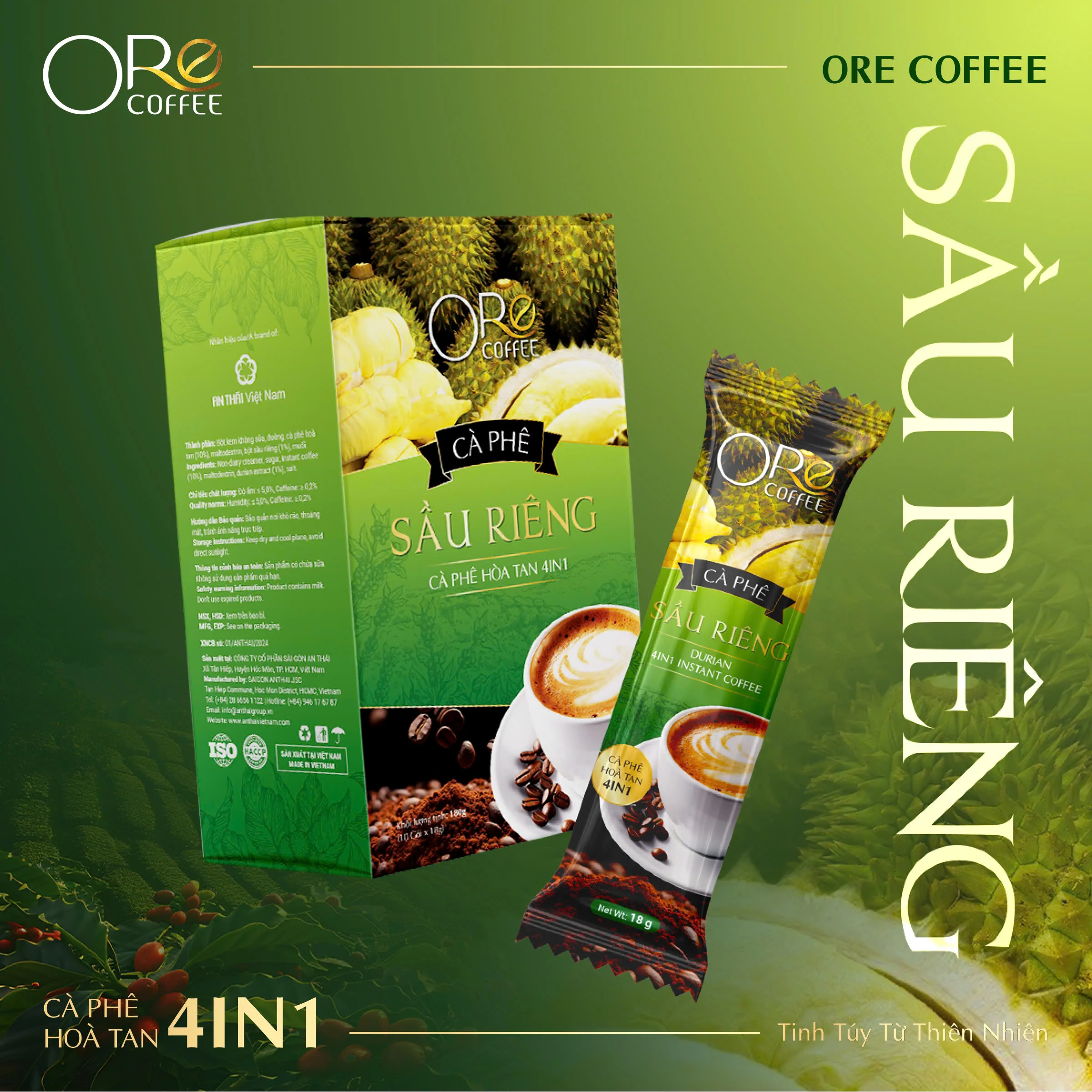 4-in-1 Durian Instant Coffee Mix Mellow Cream Fruit OEM Private Label ...