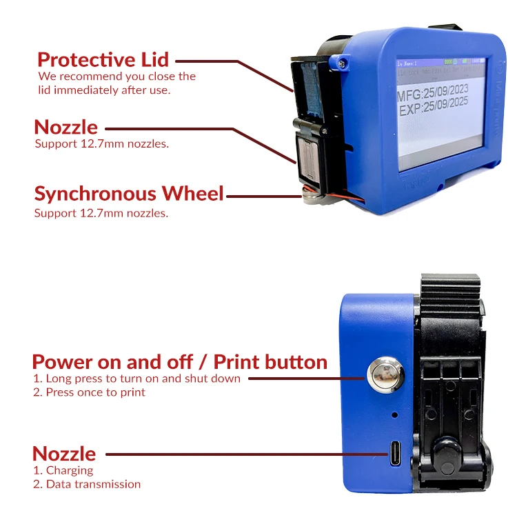 Mini Printer Handheld Inkjet Printer Hand Held Portable Ink Jet Printer ...