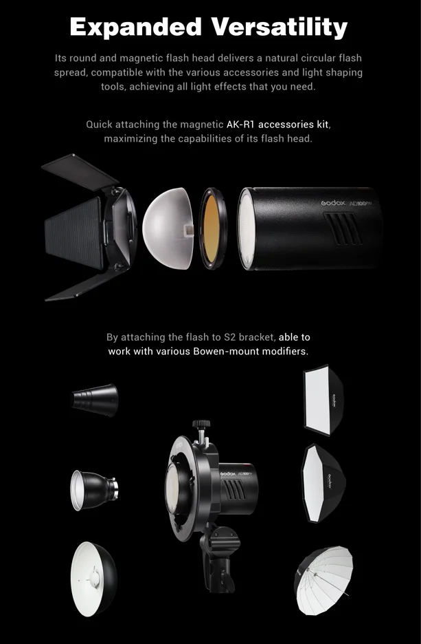 Godox Ad100pro Pocket Flash Light Godox Ad100 Pro Outdoor Studio Flash ...