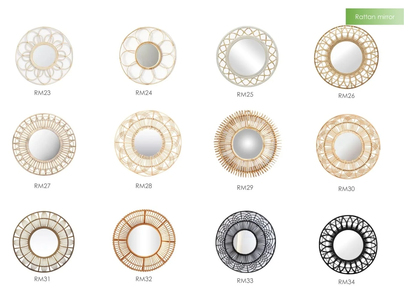 Hanging Wall Decor Rattan Mirrors Frames Wholesale Decoration Bamboo ...