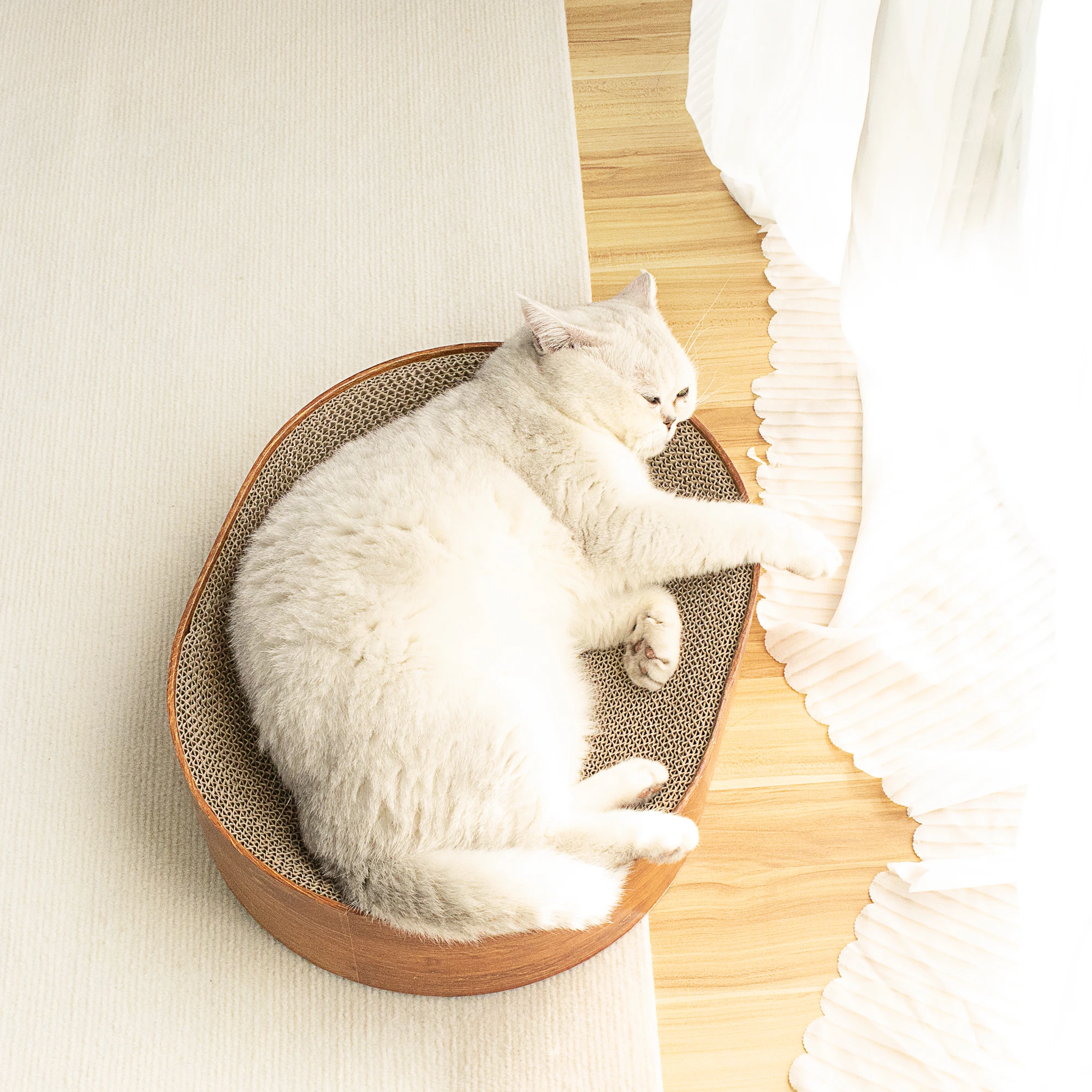 Oval Cat Scratcher with Corrugated Paper - Sustainable Fun