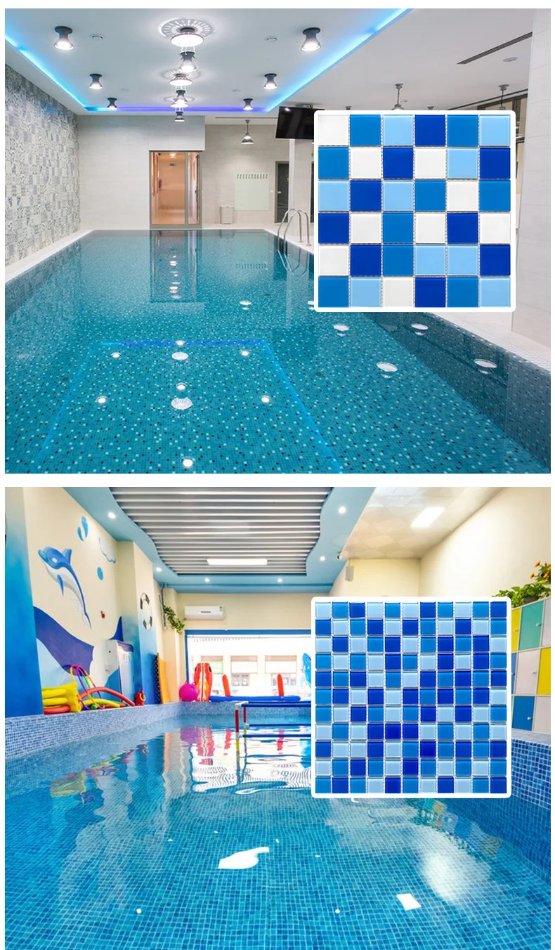 Crystal Glass Swimming Pool Mosaic Tiles - Blue Background