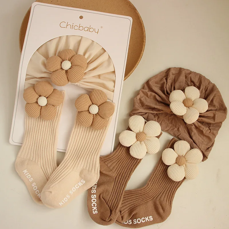 Cotton Baby Caps And Socks Elastic Newborn Baby Socks And Headband ...