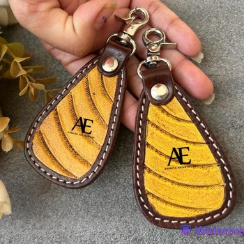 Hand Carved Tooled Leather Key Chains Cute Exotic Shape Leather Key ...