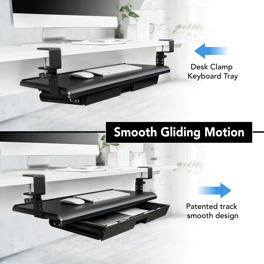 Clamp On Keyboard Tray Under Desk Drawer - Adjustable Height Office ...