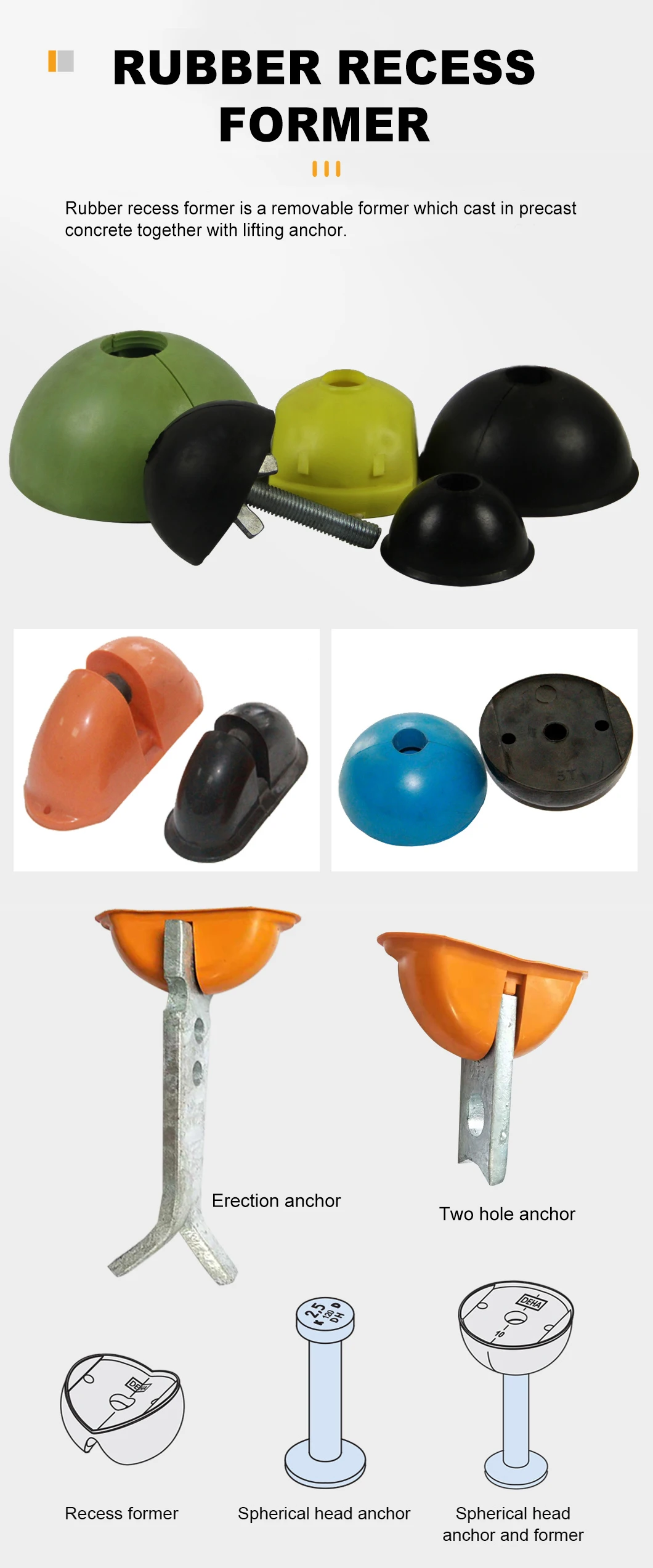 Cheap Price Precast Lifting Pin Anchor - Reusable Rubber