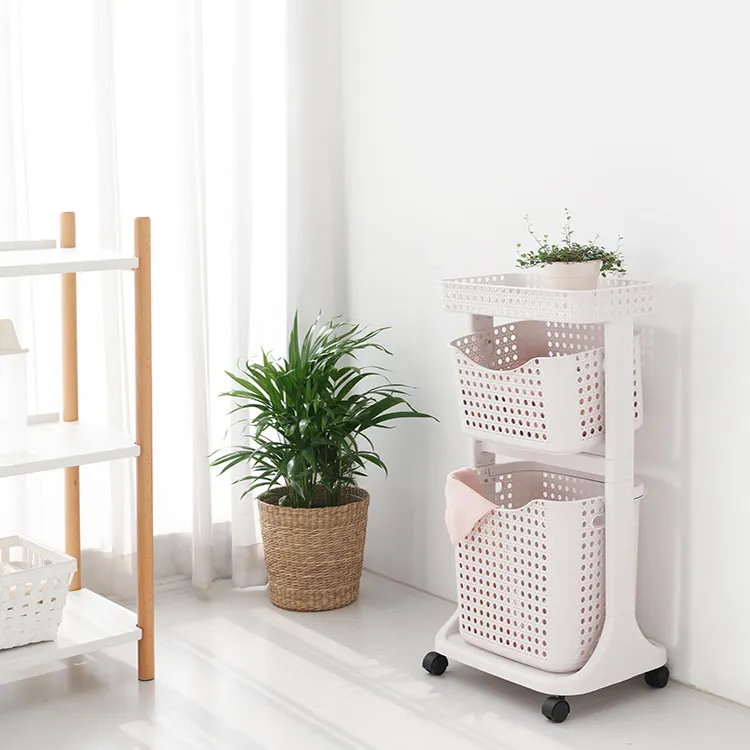 Market B ALON Mobile Laundry Basket 2-tier H201828 White Comfortable ...