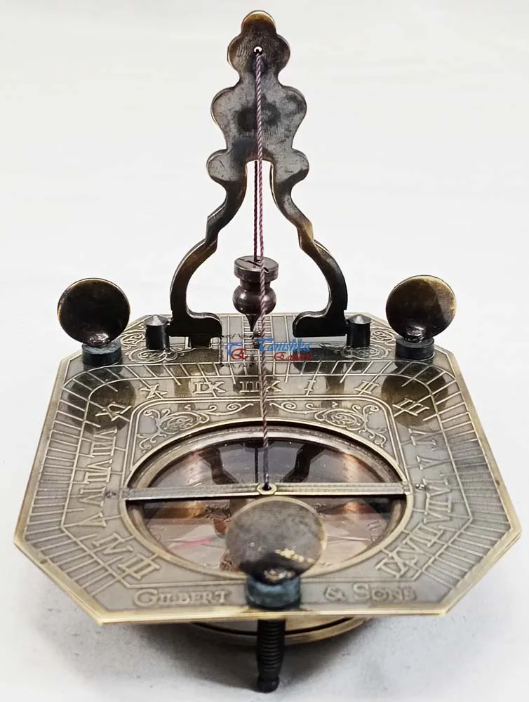 Antique Brass Metal Brown Antique Plated Sundial Compass Pendulum ...