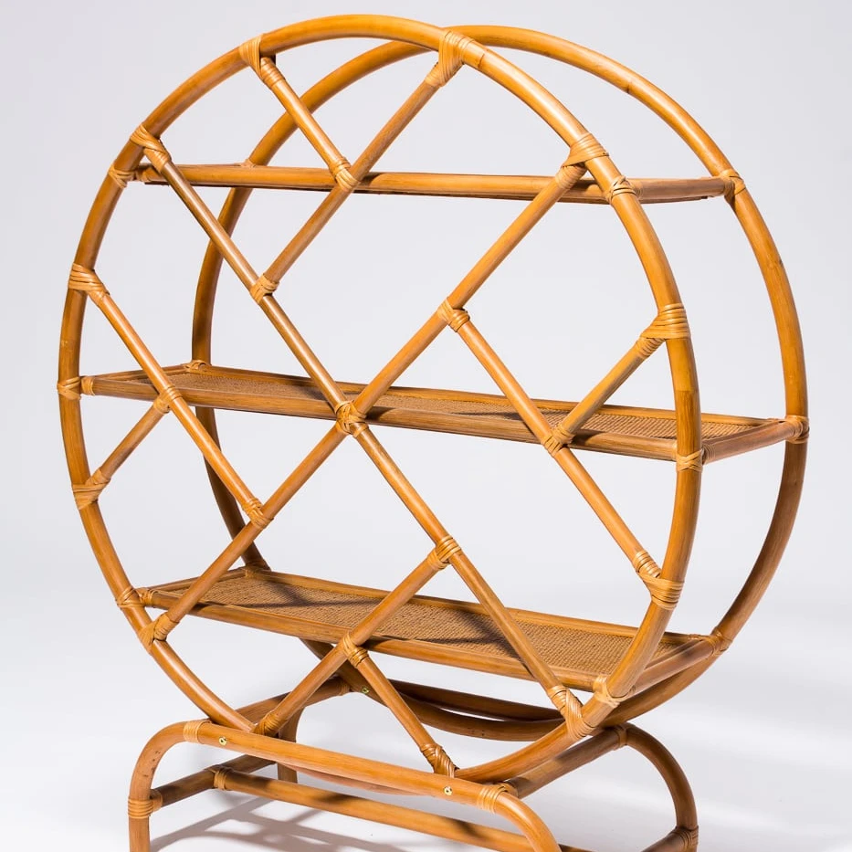 Natural Round Rattan Shelf Shelves/ Standing Decor Rack/ Standing ...