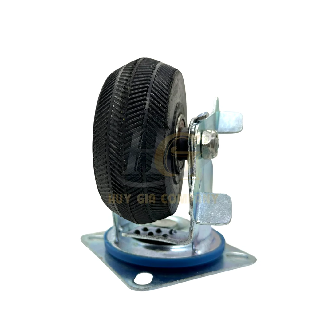 Heavy Duty Black Rubber 200x50mm Caster Wheels With Locking Brakes ...
