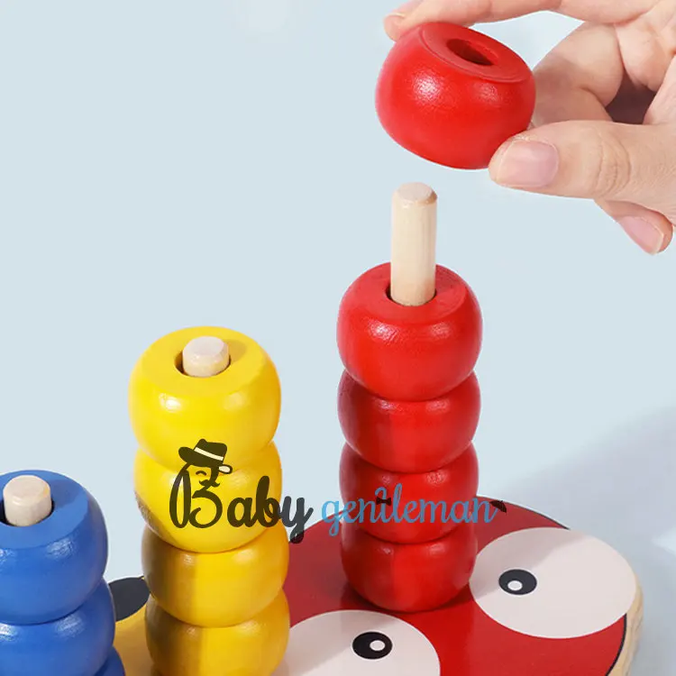 Montessori Counting Rings Wooden Colour Sorting Stacking Toy For Kids ...