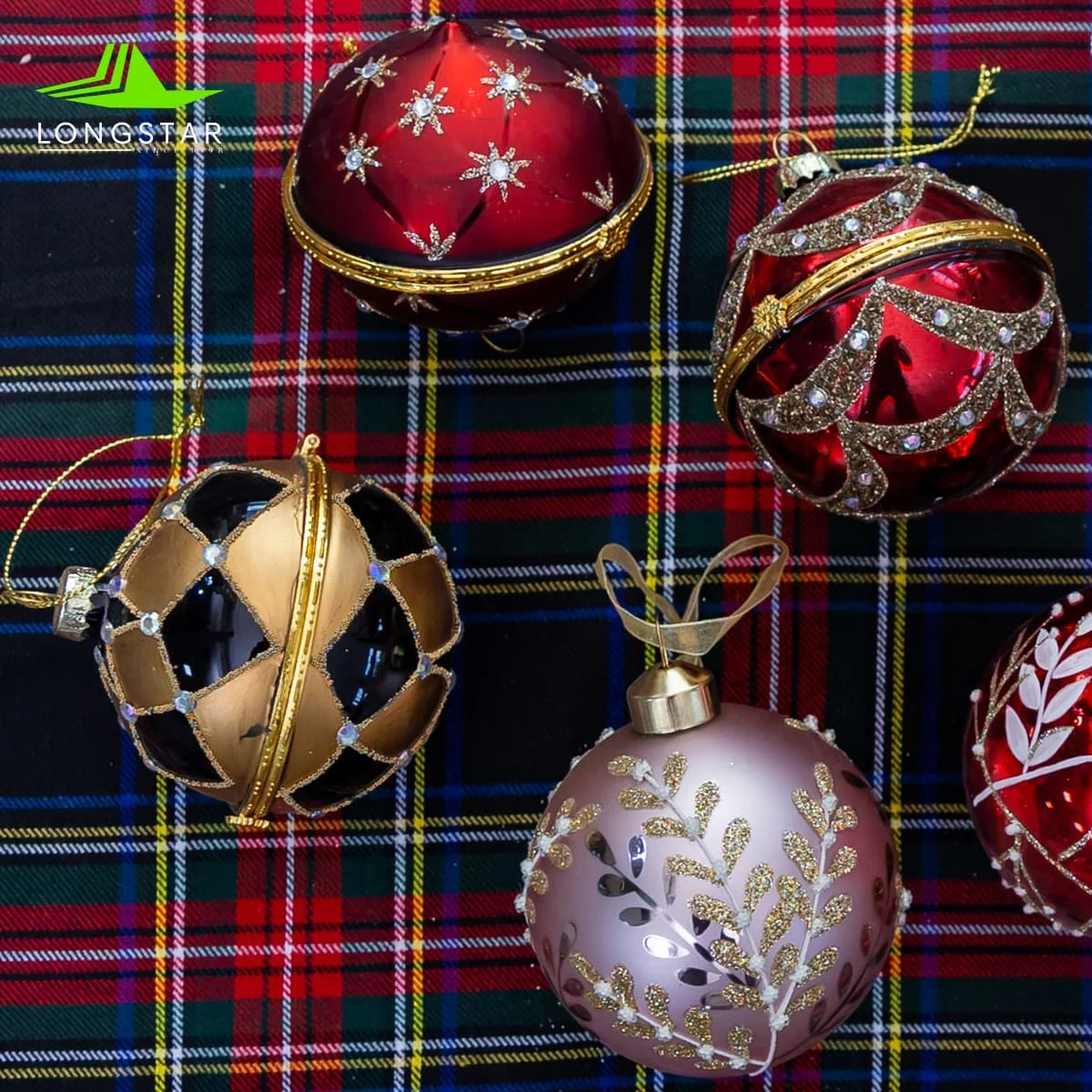 Longstar Sparkling Creations Red Series Glass Bauble Christmas Ball ...