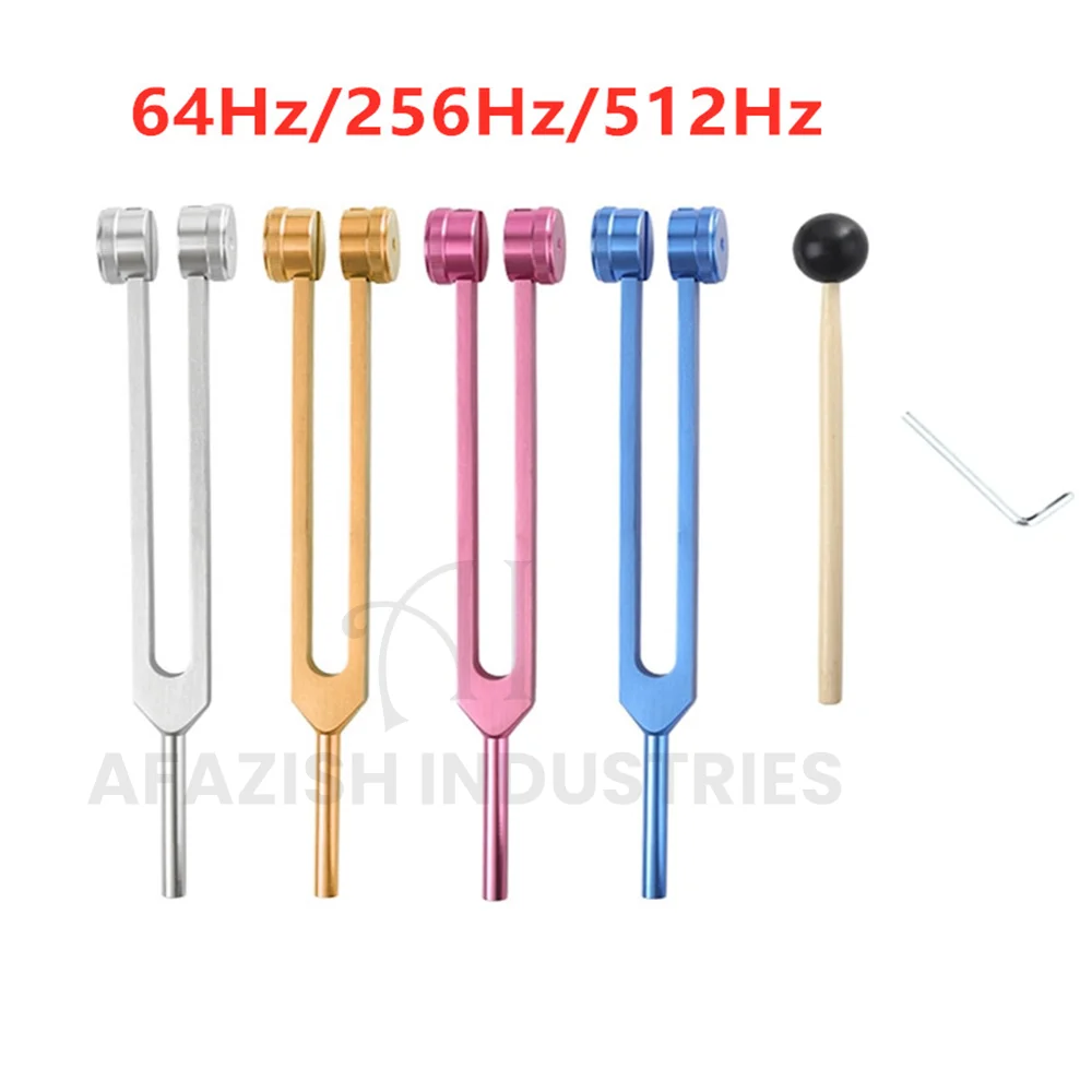 Multi Color Aluminium Tuning Fork 3 Pcs Set 64 Hz/256 Hz/512 Hz Chakra Hammer With Mallet Set ...
