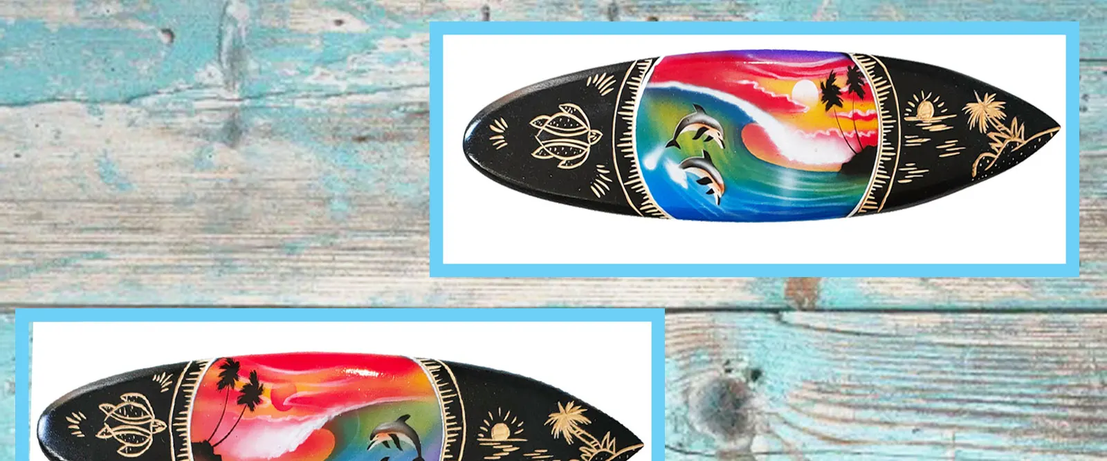 Handmade Wooden Surfboard 30 cm Carving Airbrush Combination, Hawaiian ...