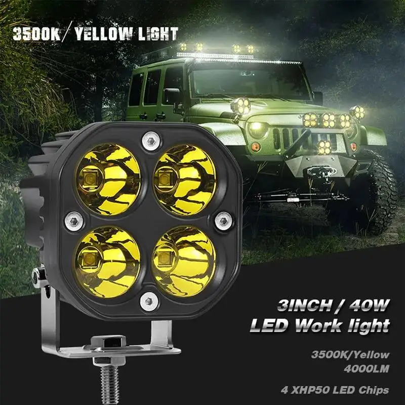 3inch Cube 40w Mini Led Work Light 12v 24v Car Dual Color Led Fog Light ...