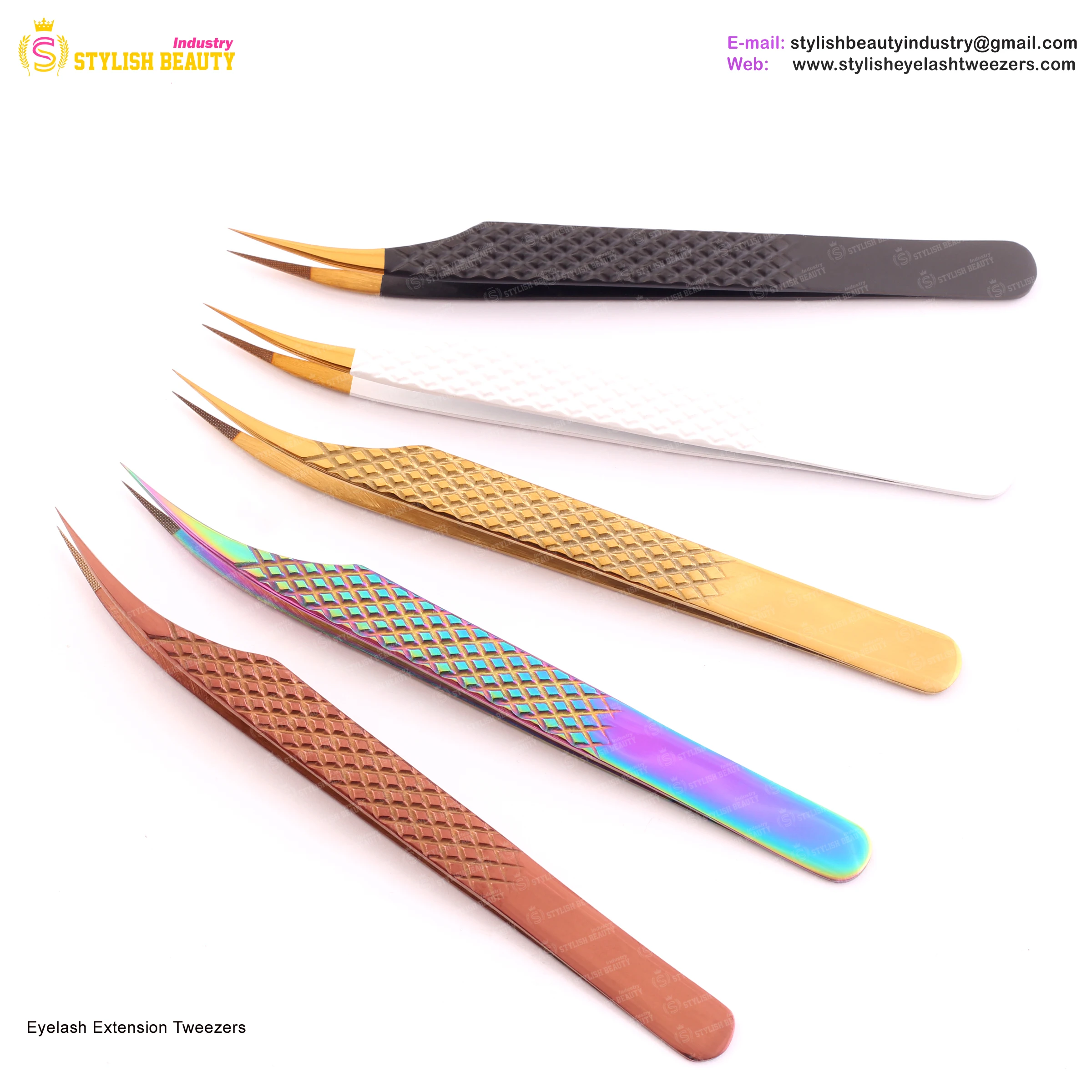 High Precision Customized Logo Professional Different Angle Tweezers