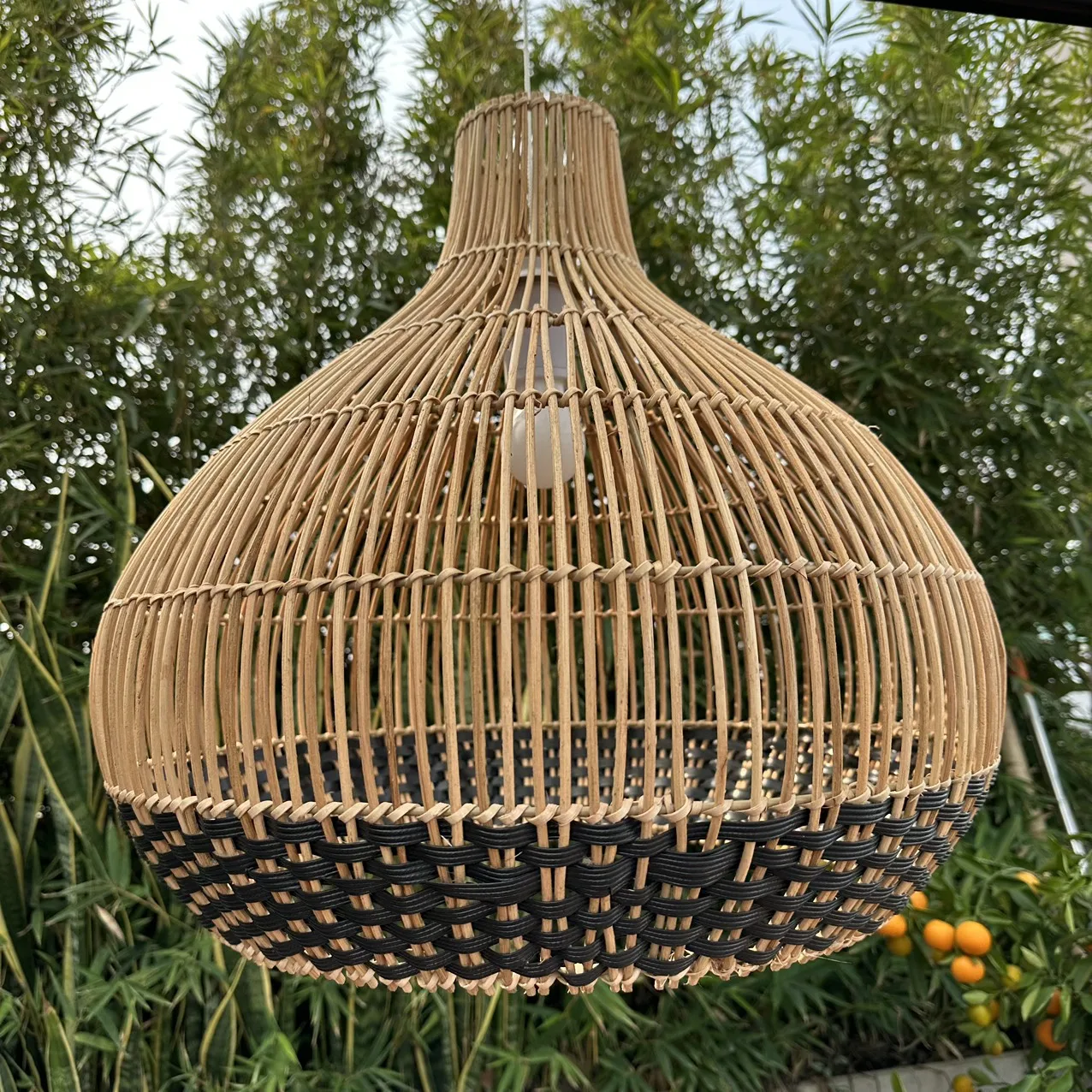 Indoor/outdoor Handmade Rattan Chandelier - Bamboo Rattan Lantern