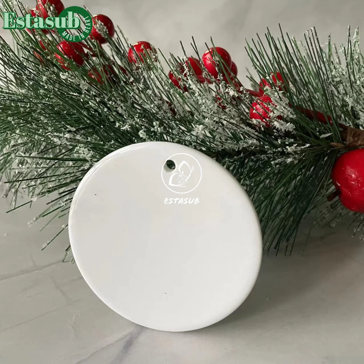 Sublimation Blanks Round Ceramic Ornaments For Christmas Tree ...