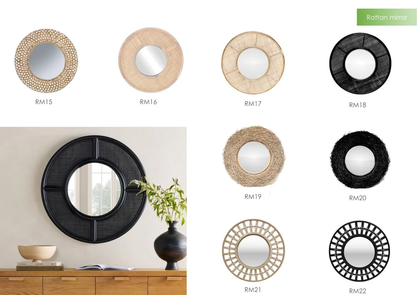 Modern Style Customized Wall Decoration Rattan Bamboo Mirrors Frames ...