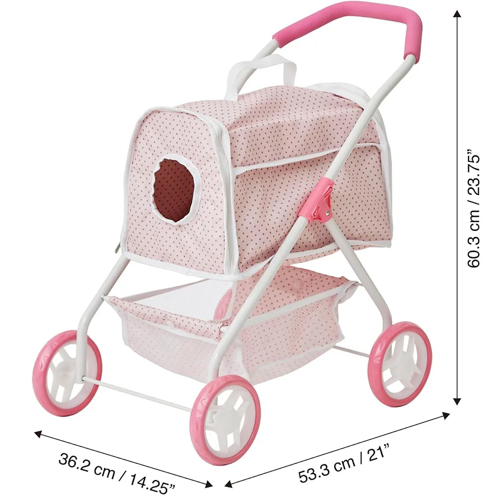 Polka Dots Princess Stuffed Animal Stroller Detachable Toy Pet Carrier ...