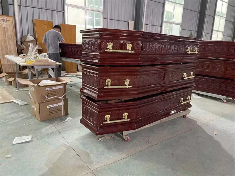 Solid Wood Coffin Casket - European Style for Adult Funerals