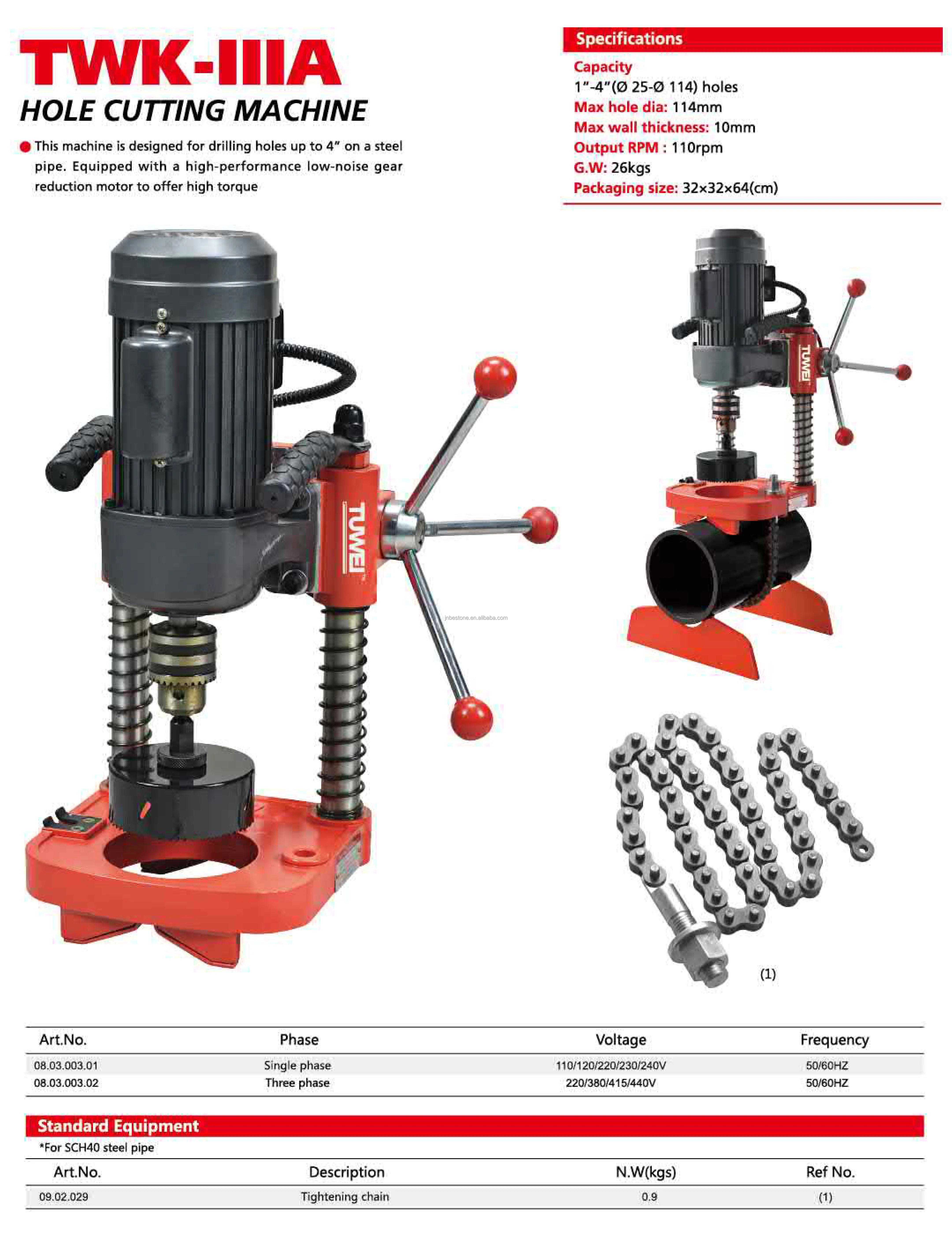 Portable Tube/pipe Hole Punching Cutting Machine Max Thickness 10mm Twk ...
