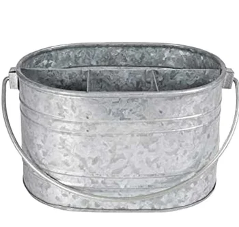 Galvanized Caddy For Parties Farmhouse Utensil Serve Ware Holder Metal ...