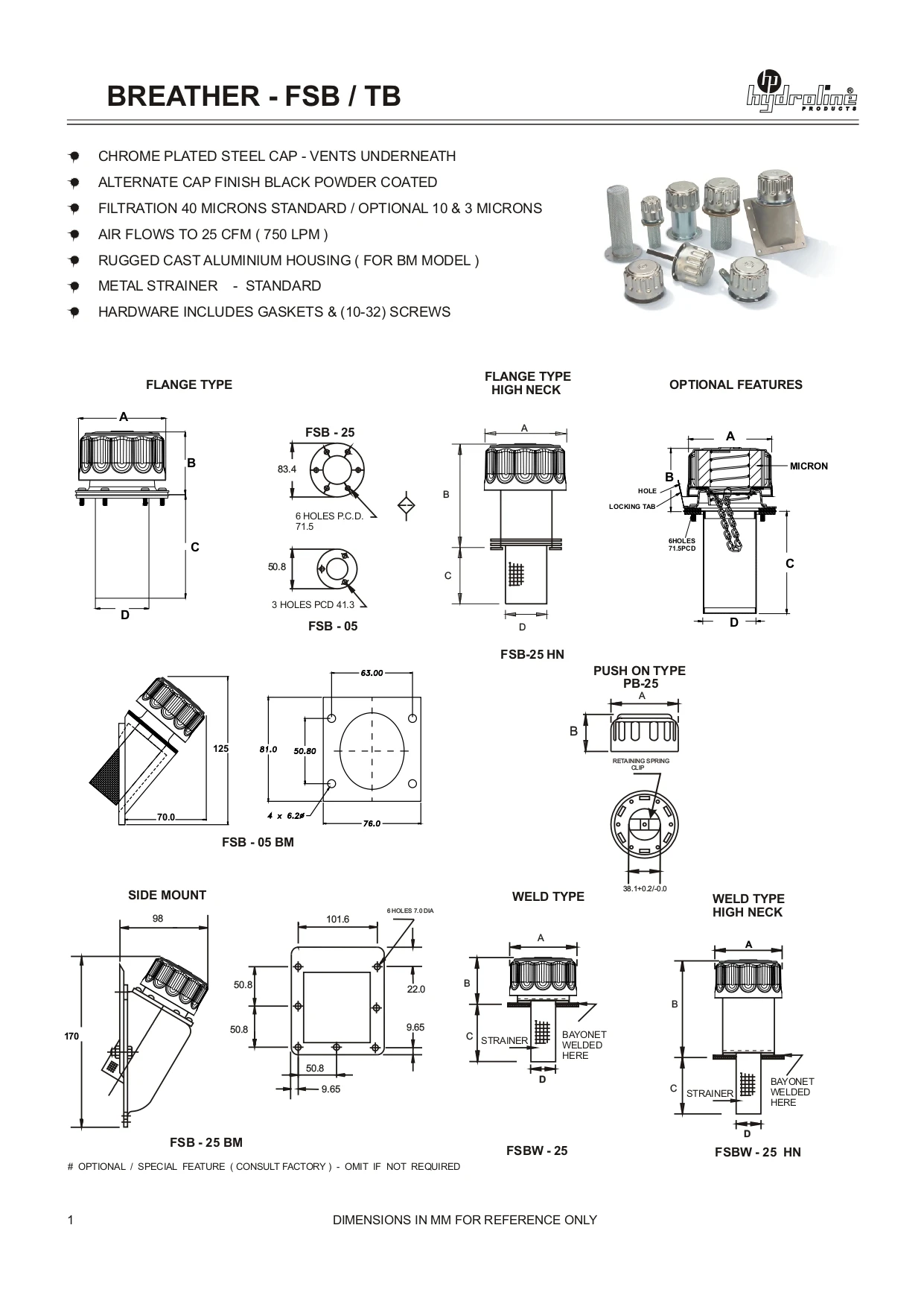 Hydraulic Oil Tank FSB - 05 Air Filler Breather Filter