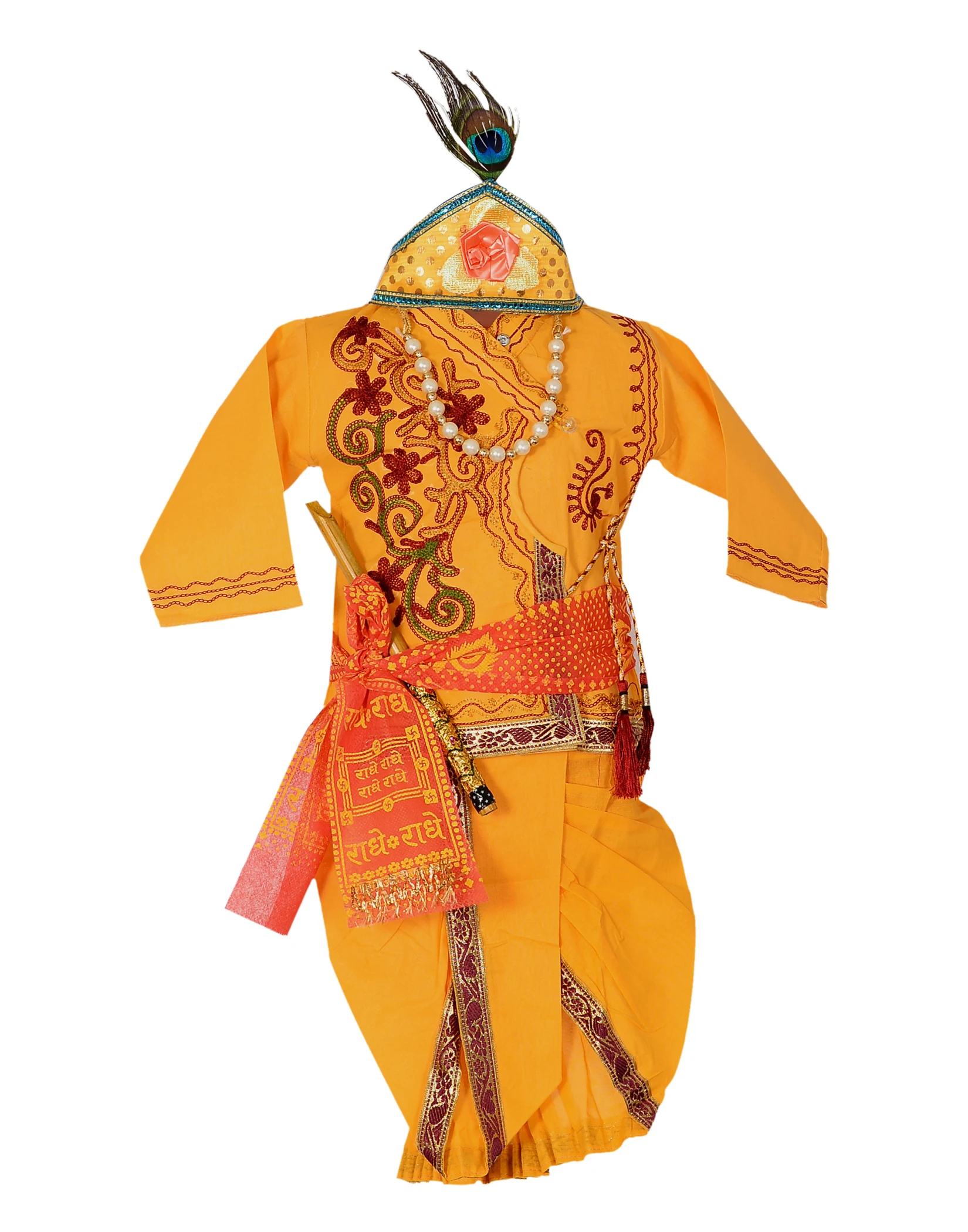 Cotton Krishna Dress Kids Costume Harmonium Dhoti With Handicraft Kurta ...