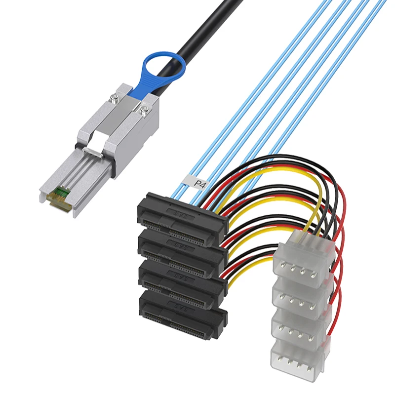 Mini-sas Sff-8088 26p To 4 X Sas Sff-8482 29 Pin With Power Cable 1 ...