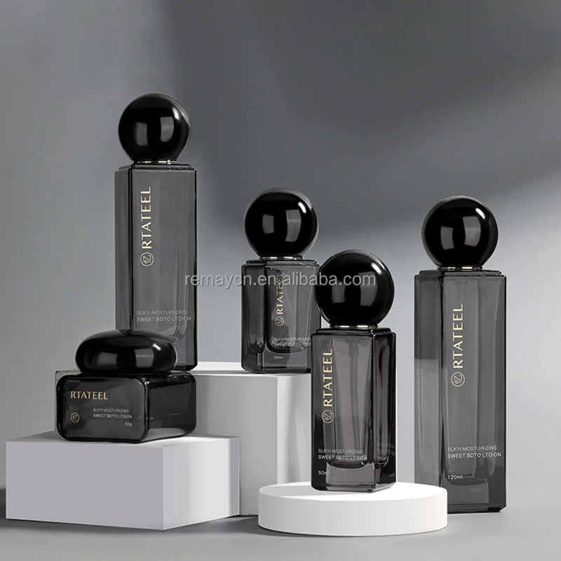 Skincare Square Glass Packaging Bottles 30g 50g 30ml 50ml 100ml 120ml Glass Jar Luxury Lotion ...