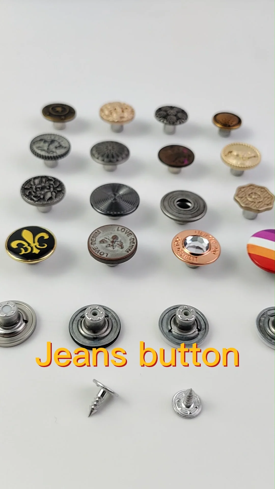Custom Zinc Alloy Snap Button Embossed Vintage Brass Logo Button Denim ...