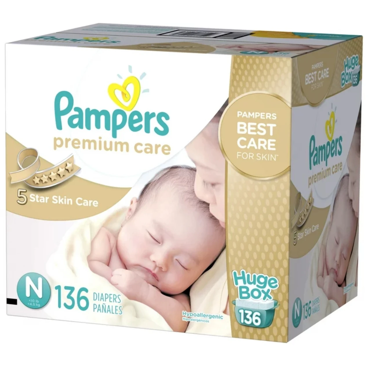 Pampers Premium Care Diapers,High Quality 5-star Skin Care 136 Count ...