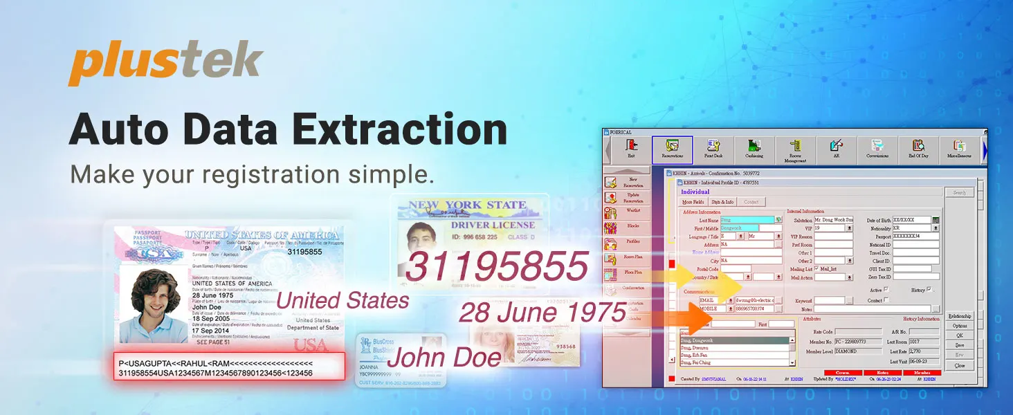 Plustek ID Card Scanner - Efficient Automatic Duplex Reader