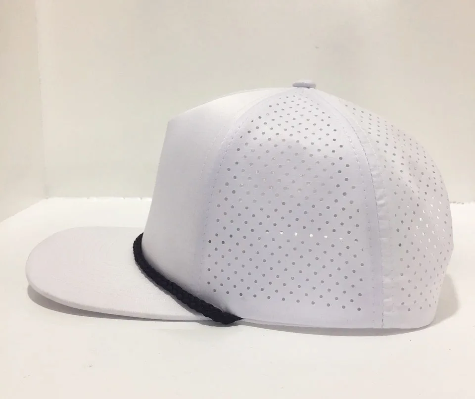 Perforated Performance Baseball Hat With Rope,5 Panels Laser Cut Holes ...