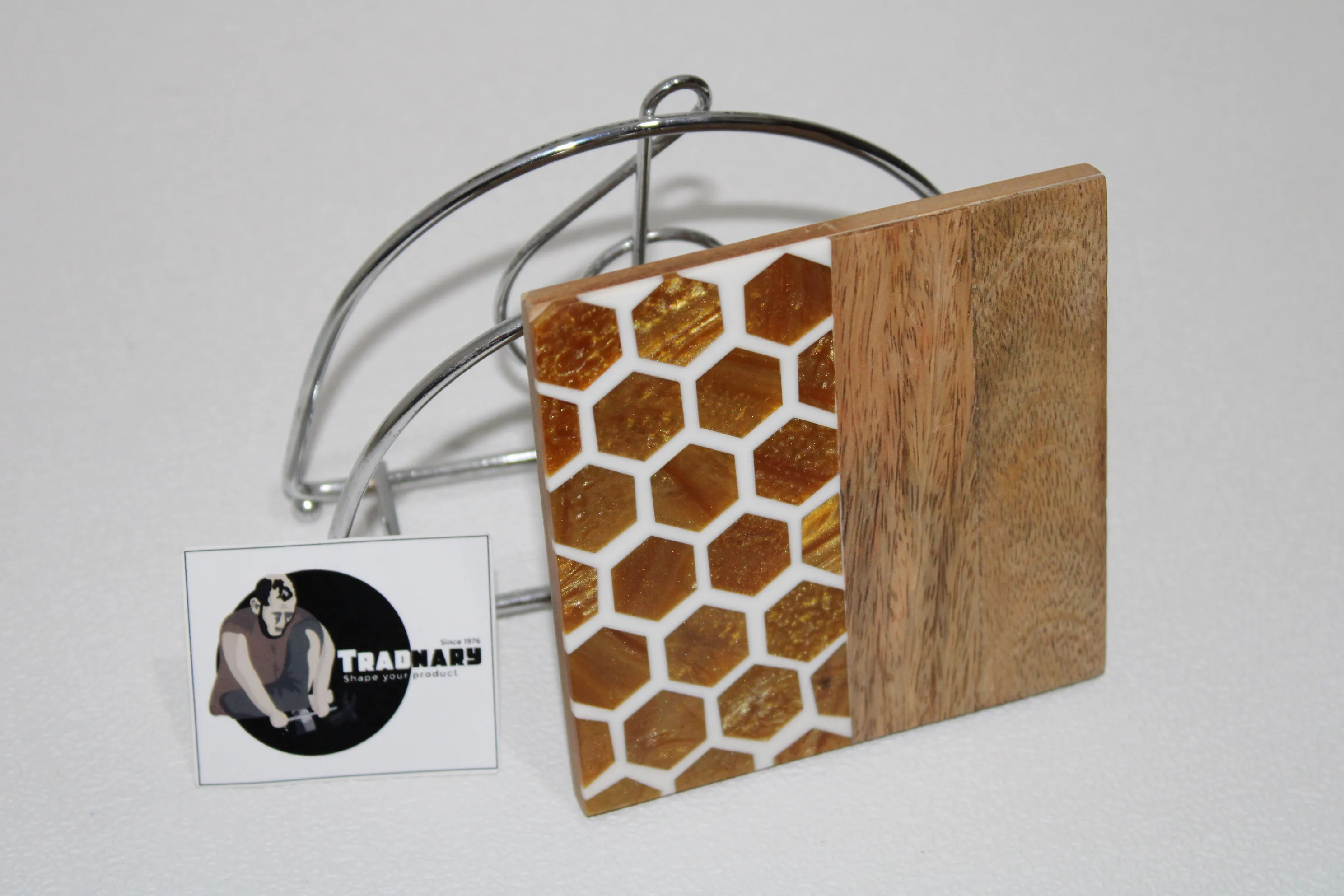 Wood Resin Coaster Resin Inlay Coaster With Hexagon Pattern Resin ...