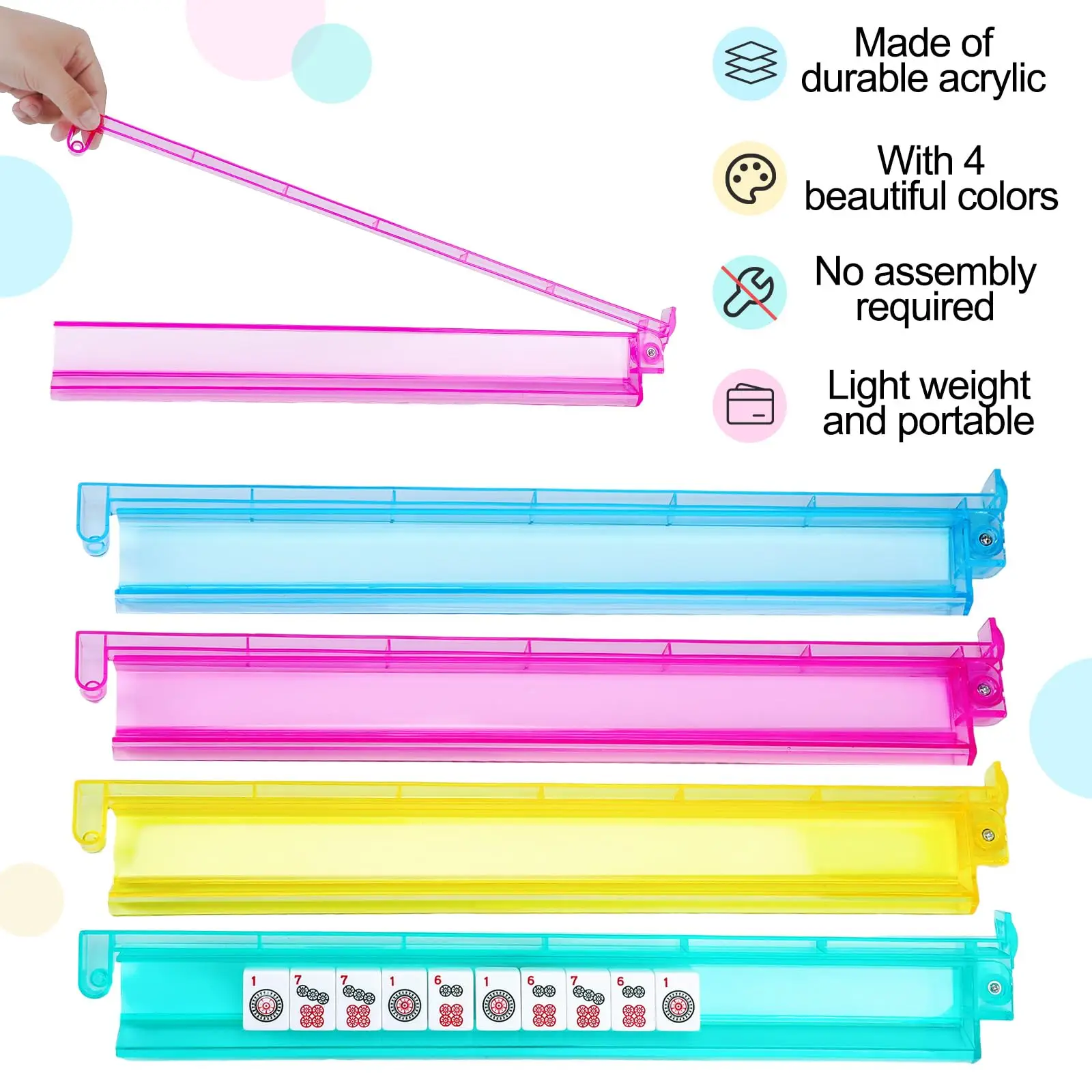 Neon Pink American Style Mah-Jongg Pushers 166 Tiles Mahjong Set Racks ...