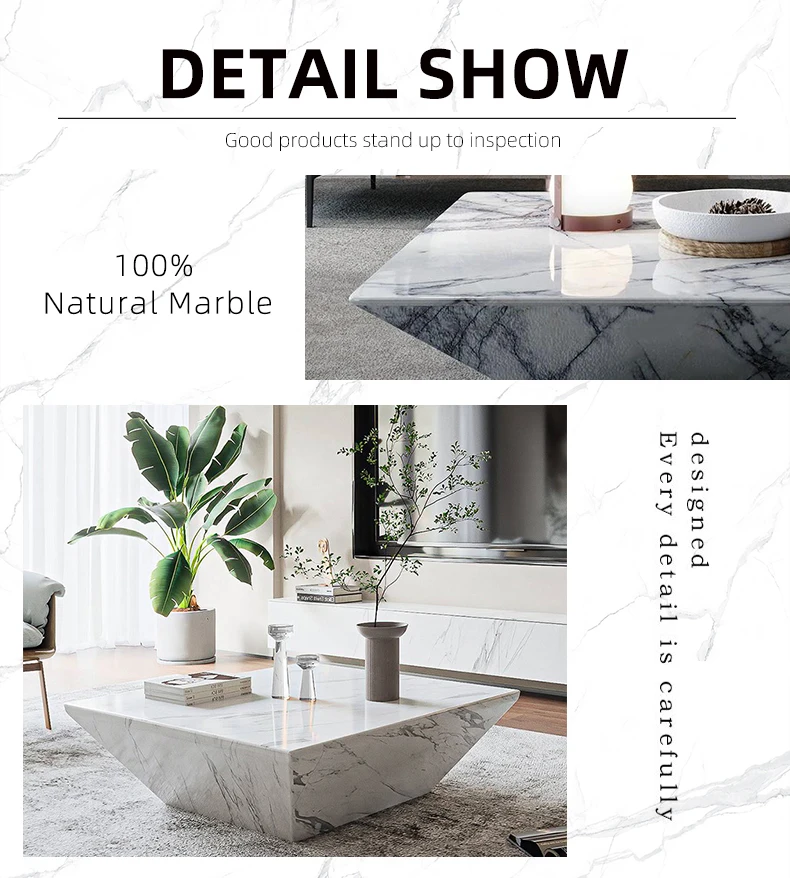 Modern Contemporary Marble Coffee Table Square Natural Stone Living ...