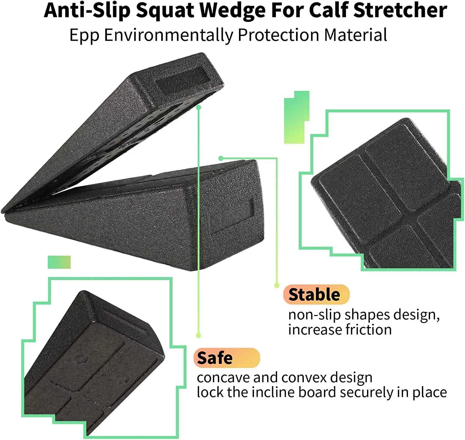 Epp Squat Wedge Block Adjustable Non-slip Squat Ramp Deadlift Wedge ...