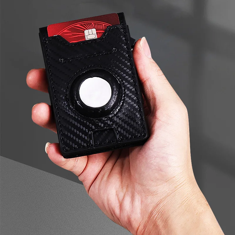 New Intelligent Men's Ultra-Thin Metal Leather Wallet Pop-Up RFID Card ...