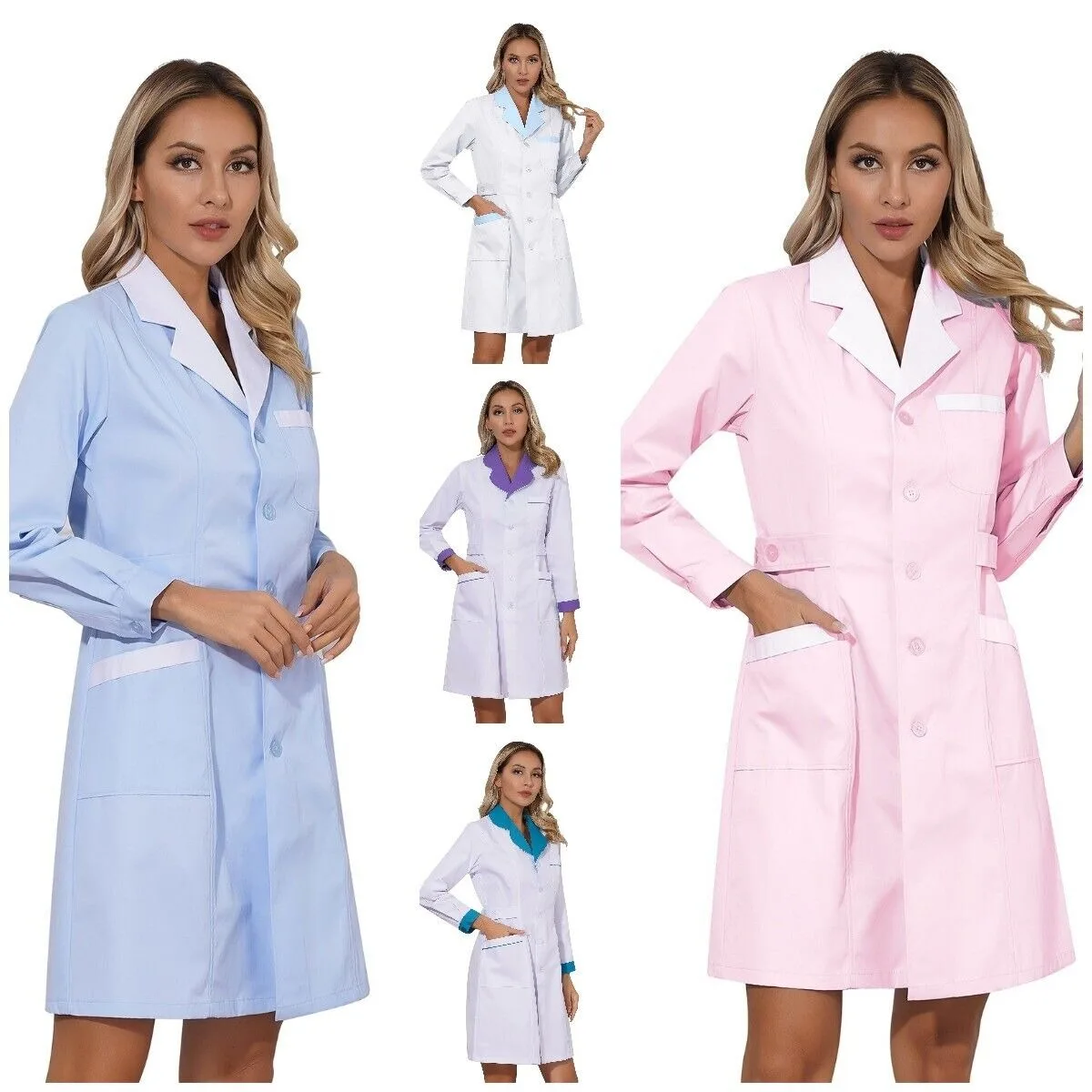 Doctor Lab Coats Clinic Uniform Black Lab Coat White Safety Laboratory ...