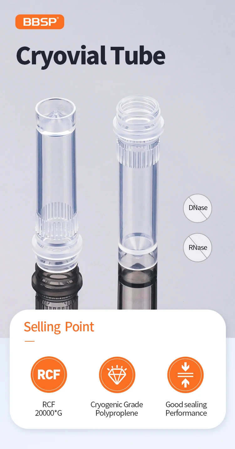 Bbsp塑料冷冻无菌微管o型圈0.5毫升螺旋管带盖 - Buy Cryotubes 2毫升螺丝盖,1.8毫升mm外螺纹冻存管,实验室冰冻管冻结 Product on Alibaba.com