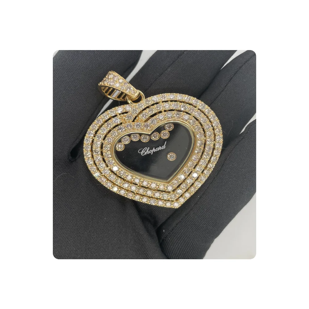 Designer Glass Pendant Made With Vs Si Natural Diamond in Yellow 14kt ...