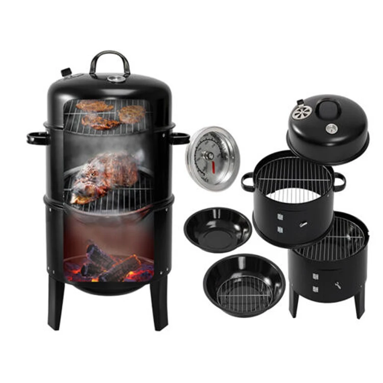 Hot Sale 3-layer BBQ Grill Tower Vertical Barrel Charcoal BBQ Smokeless ...