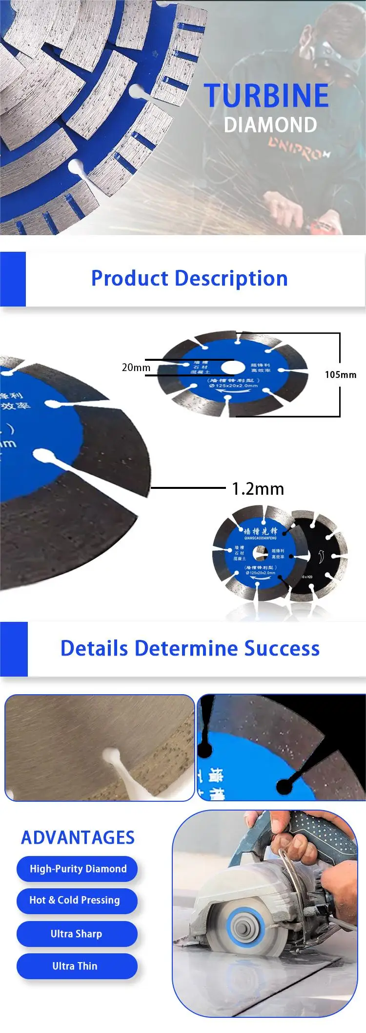 Super-thin 4 Inch Sintered Diamond Segments Cutting Disc For Concrete ...