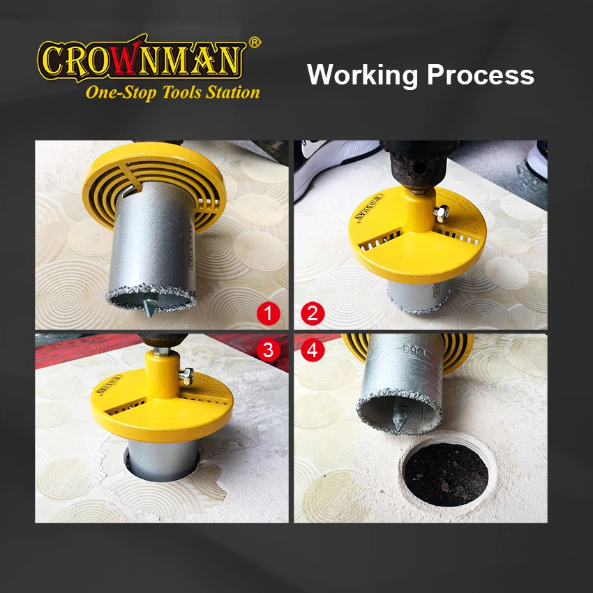 CROWNMAN 7pcs 33-83mm Yg8 Tungsten Carbide Grit Tipped Hole Saw Set ...