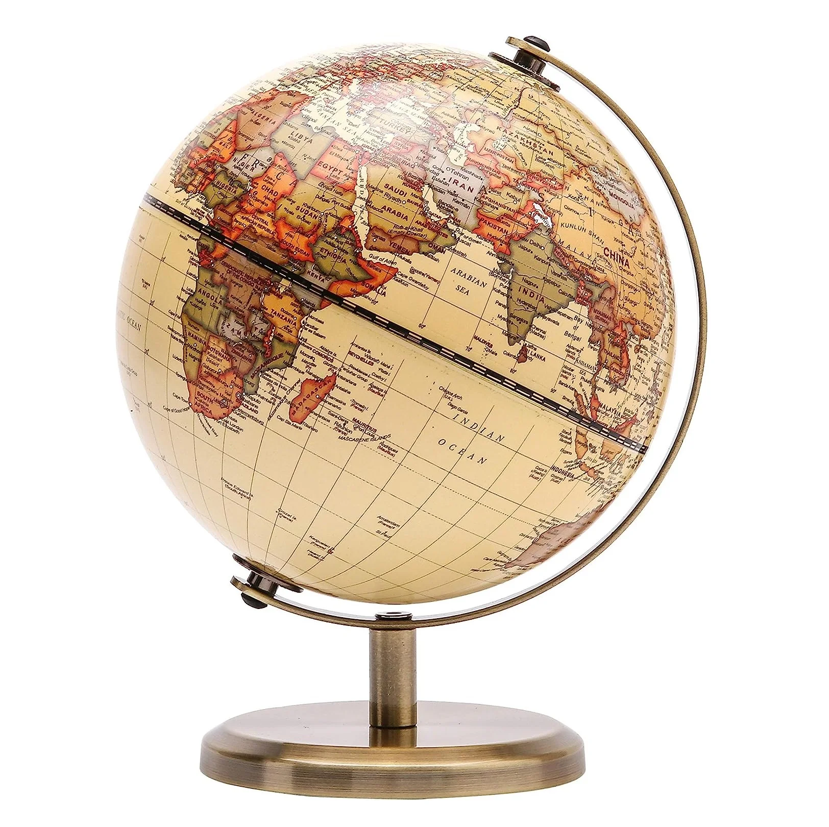 Elegant World Rotating Globe With Brass Stand Gift Educational Item ...