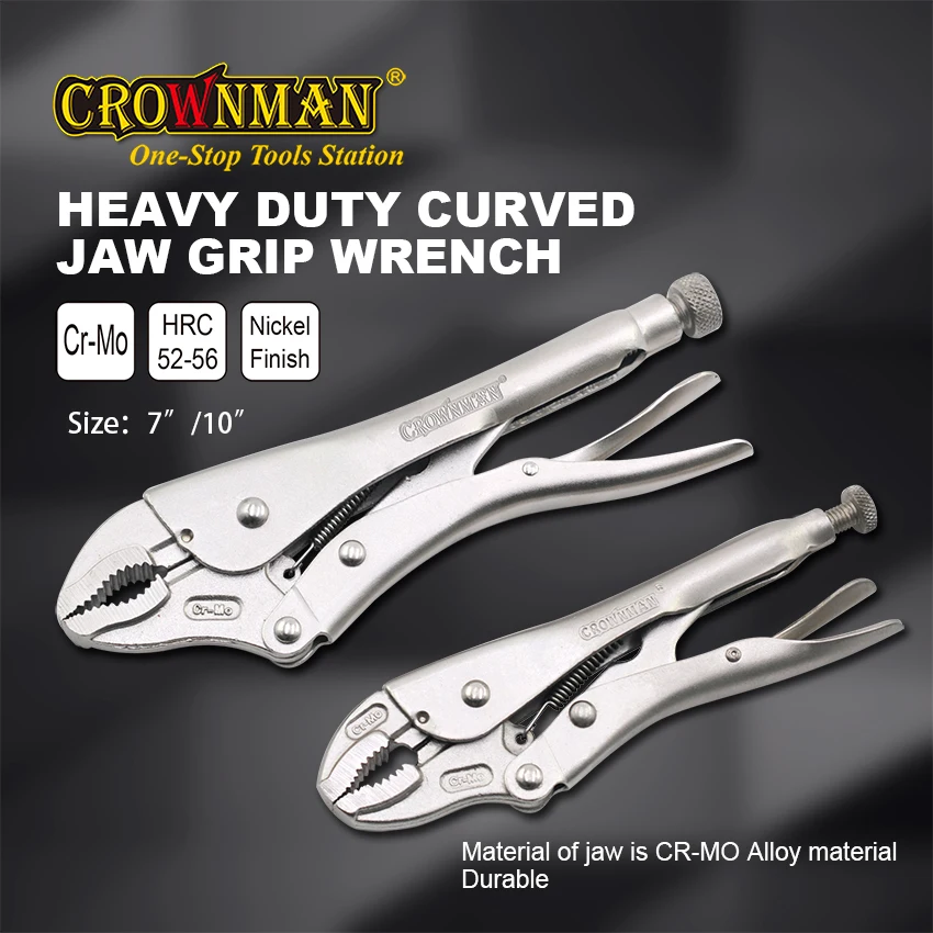 CROWNMAN 7"/10" Straight Jaw Lock-Grip Wrench Round Mouth Pliers Fixed ...